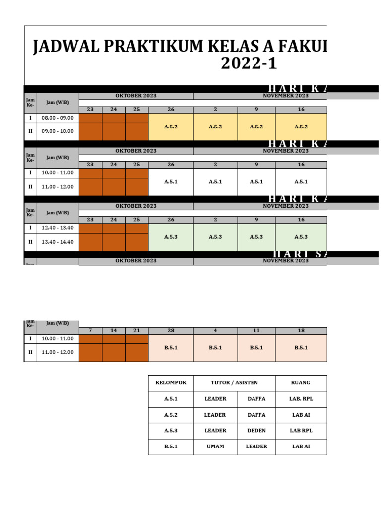 Jadwal Praktikum 2023 1 | PDF