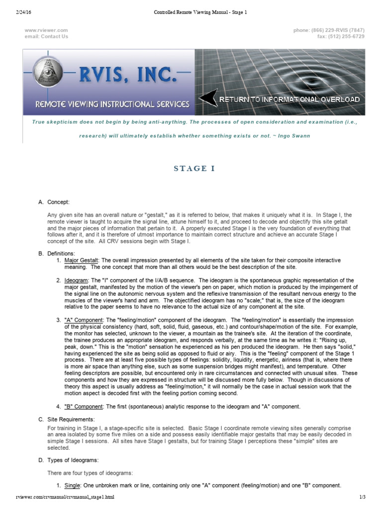 Remote Viewing Stage 1 | PDF | Feeling