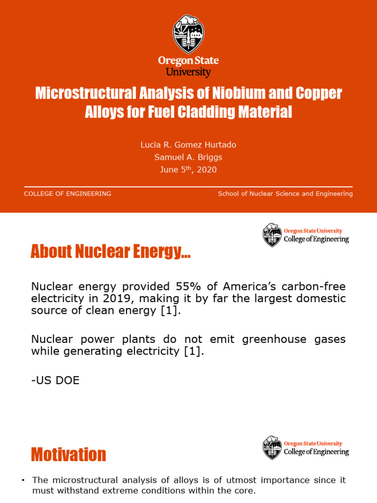 Microstructural Analysis of Niobium and Copper Alloys For Fuel Cladding ...