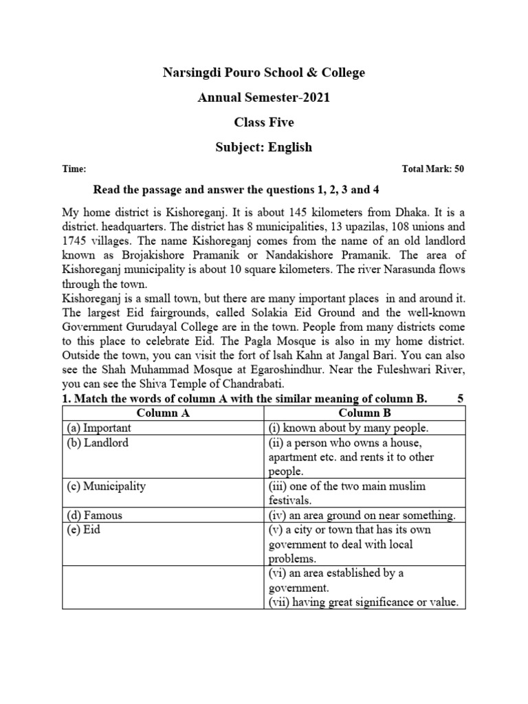 Class 5 English | PDF