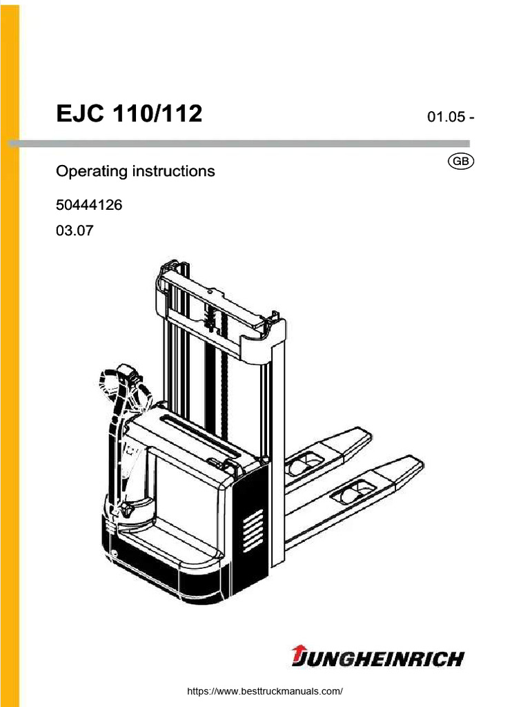 Jungheinrich EJC 110 112 Lift Trucks Operating Manual PDF | PDF | Secondary Sector Of The ...