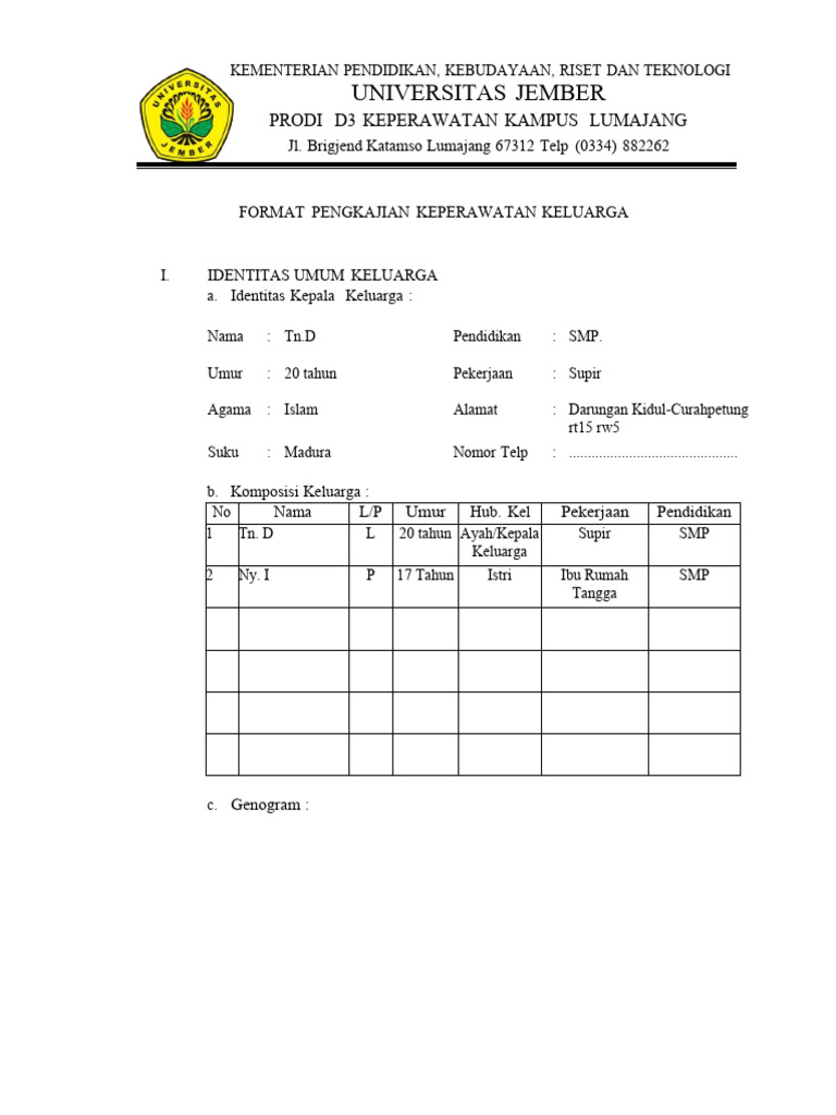 Format Asuhan Keperawatan Keluarga | PDF