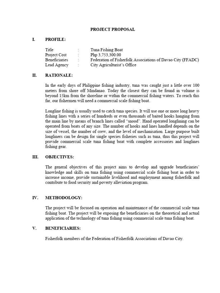 Project Proposal - Commercial Tuna Fishing Boat For FFADC | PDF ...