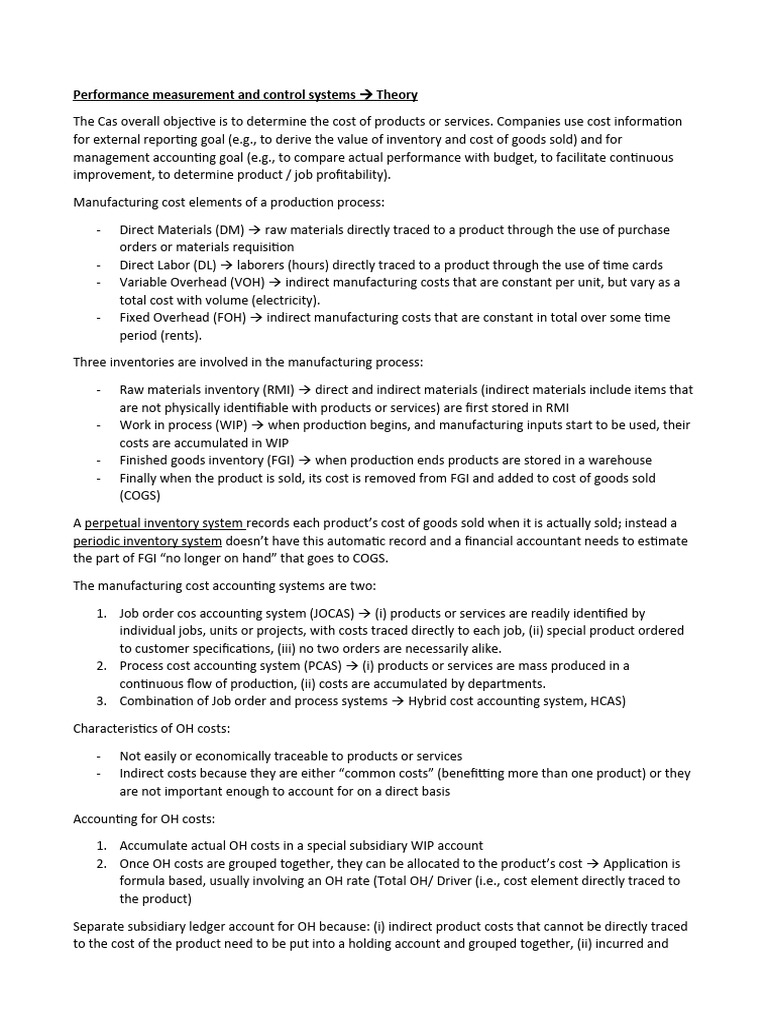 Performance Measurement and Control Systems THEORY (1parziale) | PDF ... Performance Measurement and Control Systems THEORY (1parziale) | PDF ...