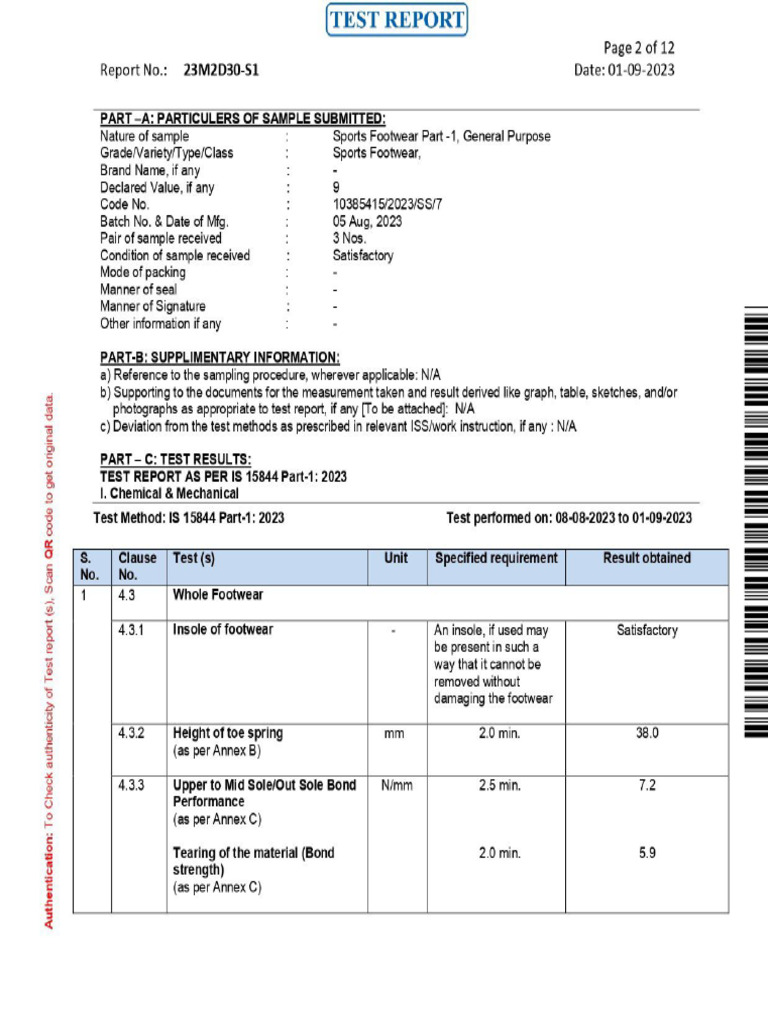 15844-1 - Test Report Format | PDF