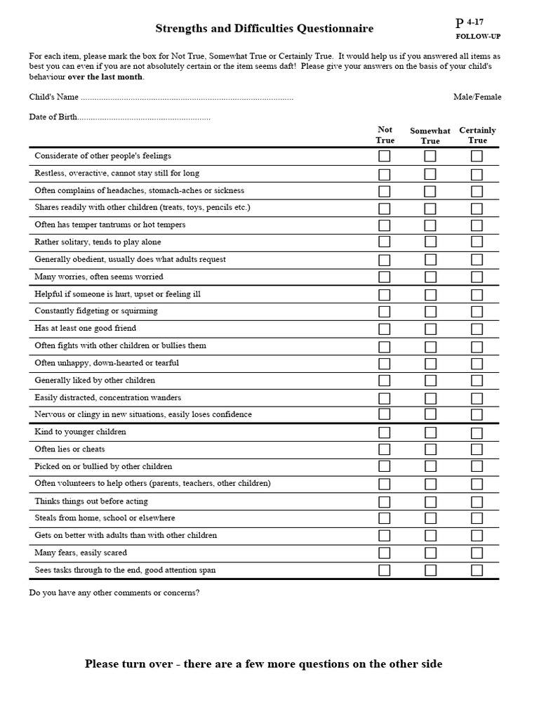 SDQ English(UK) p4-17followup (1) | PDF | Interpersonal Relationships | Social Psychology