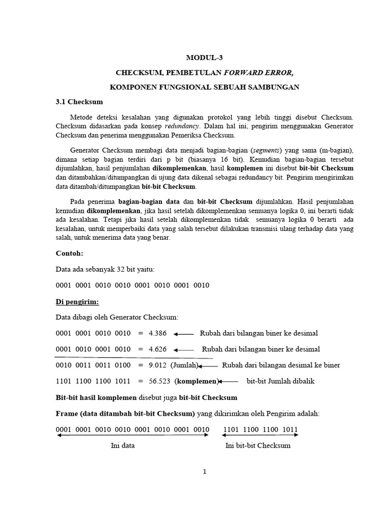 MODUL-3 Checksum-PFE-KFSS Oleh Waldemar Banurea | PDF