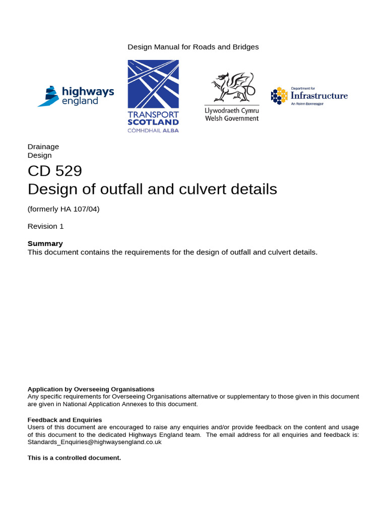 CD 529 Revision 1 Design of Outfall and Culvert Details-Web | PDF ...