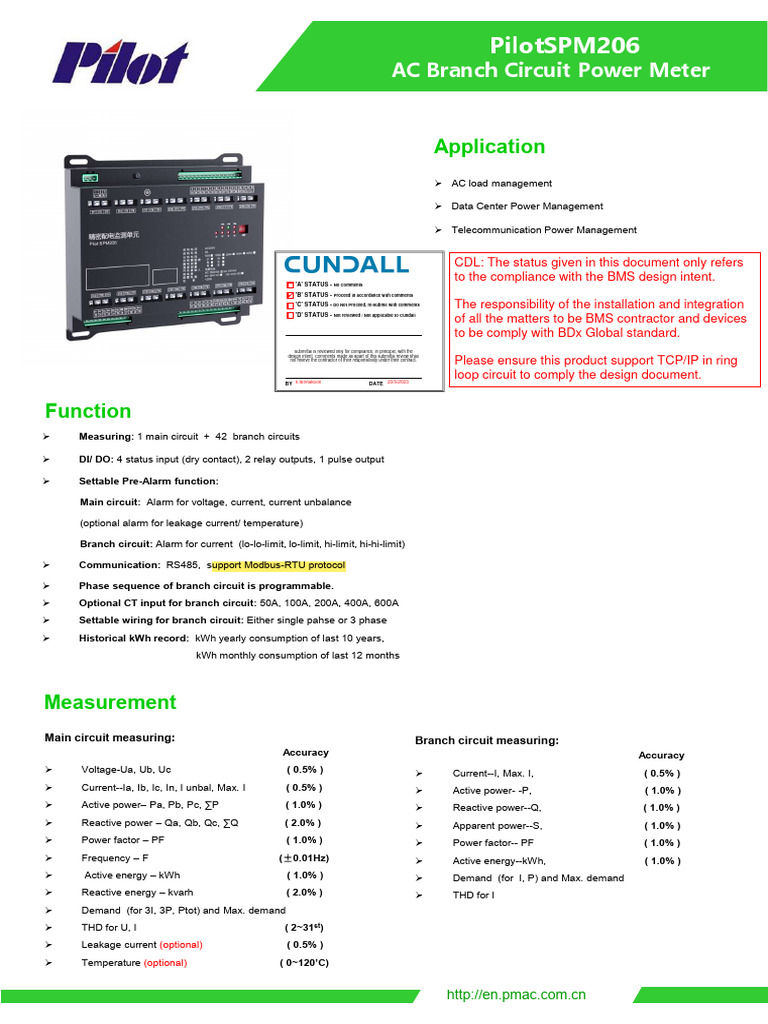 1 - PilotSPM206 Branch Circuit Power Meter Catalog (KVA) (230523 - CUN ...