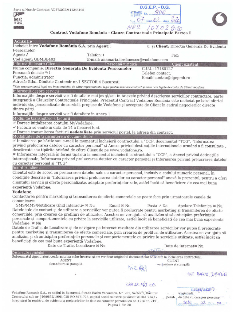 2020 Contract Vodafone | PDF