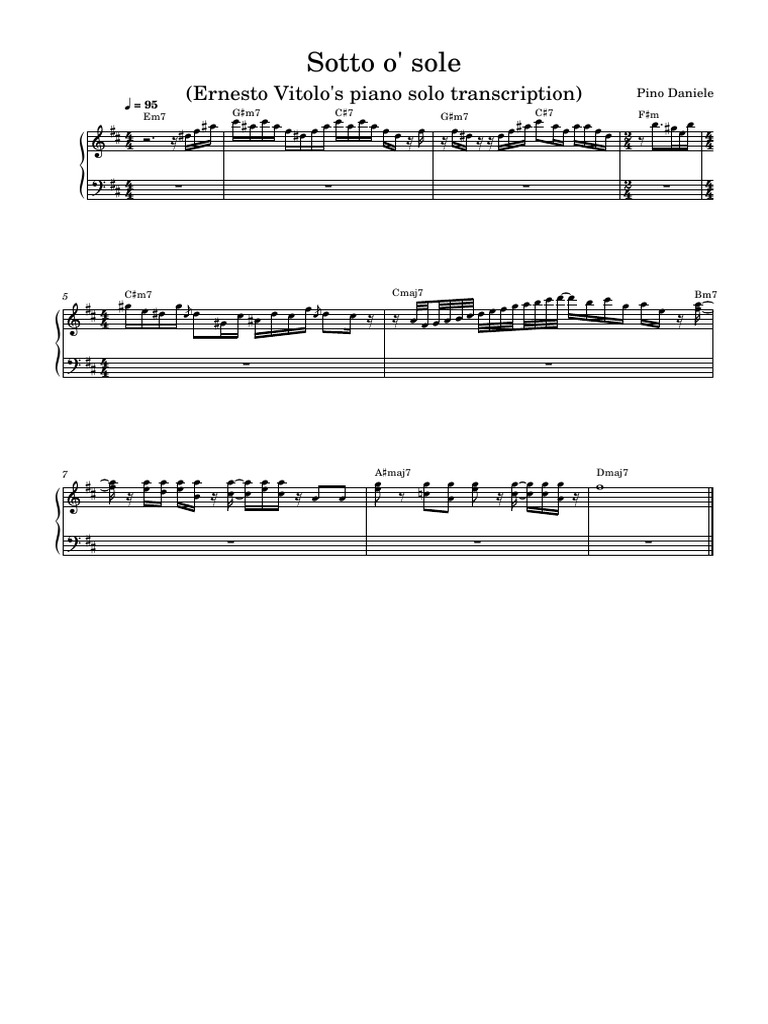 Sotto - O' - Sole Trascrizione Solo Piano | PDF