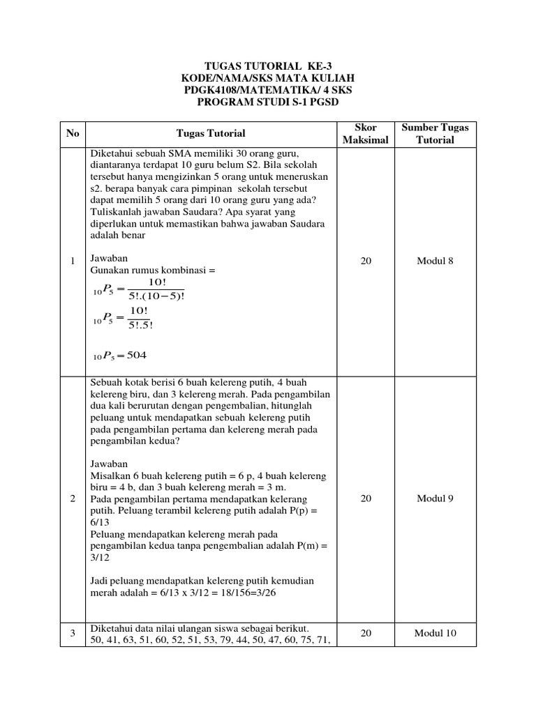 Kunci Jawaban Tugas 3 | PDF