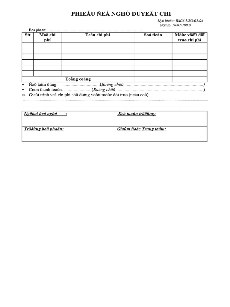 Phieu de Nghi Duyet Chi. | PDF