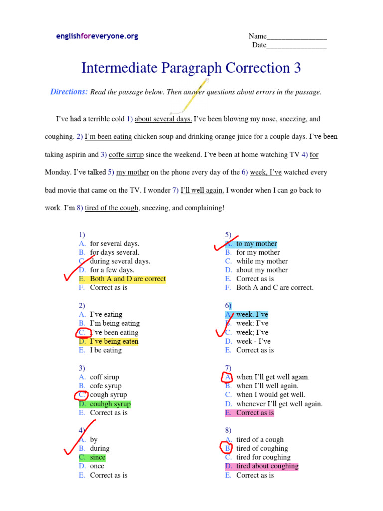 Intermediate Paragraph Correction 3 | PDF | Food Ingredients | Syrup