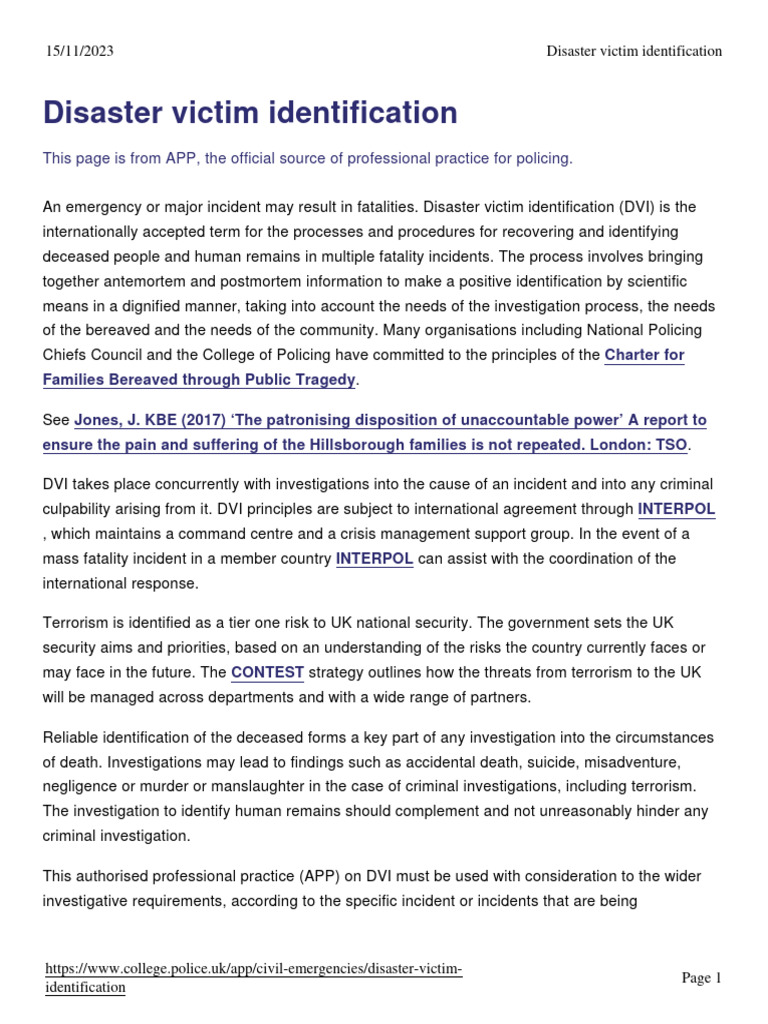 Disaster Victim Identification 1700040893 | PDF | Justice | Crime ...