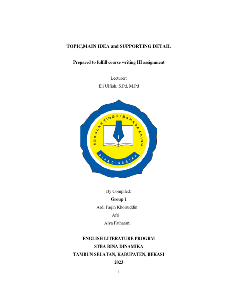 Grup 1, Topic, Main Idea, Supporting | PDF | Skin | Paragraph