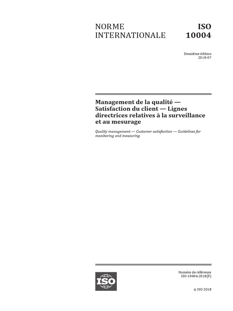 Iso 10004 Satisfaction Client | PDF | Organisation internationale de ...
