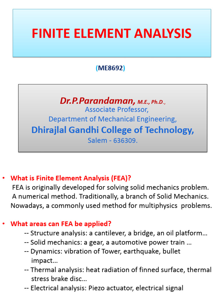 FEA INTRODUCTION-Dr.P.Parandaman | PDF