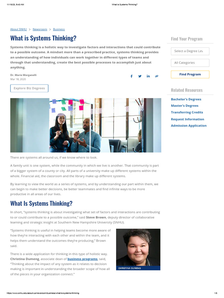 What Is Systems Thinking Pdf Thought Systems Theory