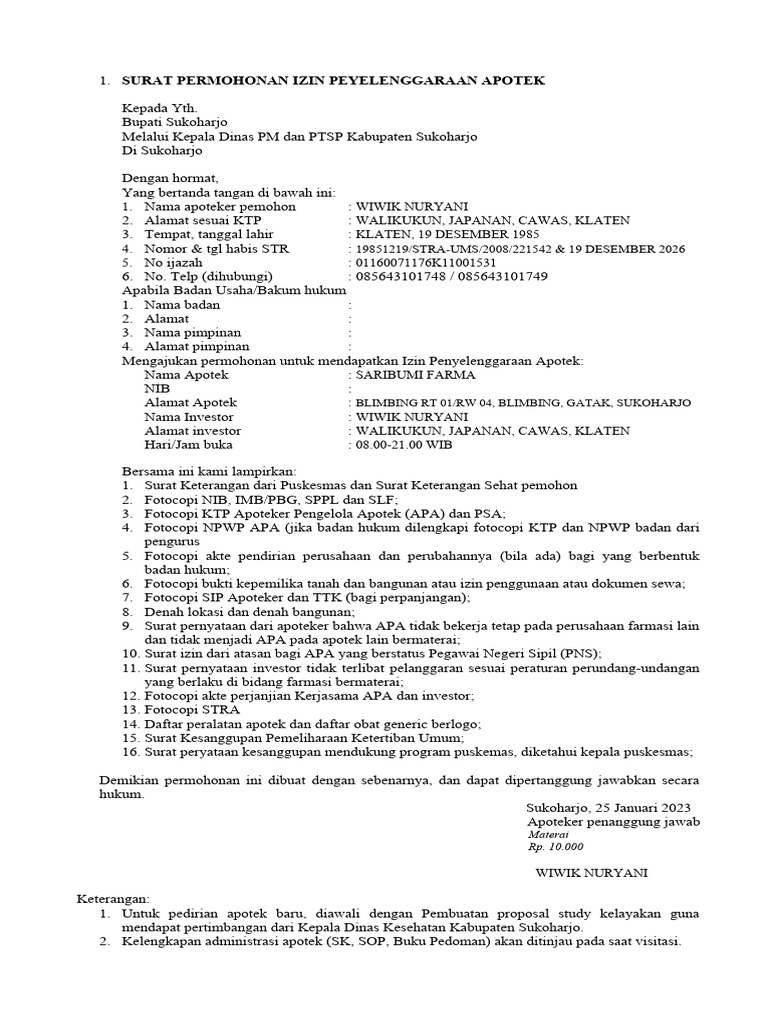 Surat Permohonan Mbak Nggawik | PDF