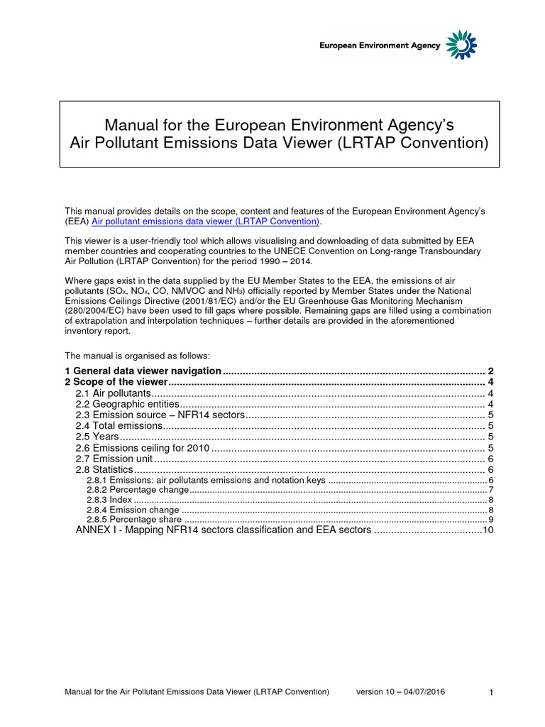 EEA Air Pollutant Emissions Data Viewer Manual - LRTAP Convention - v10 ...