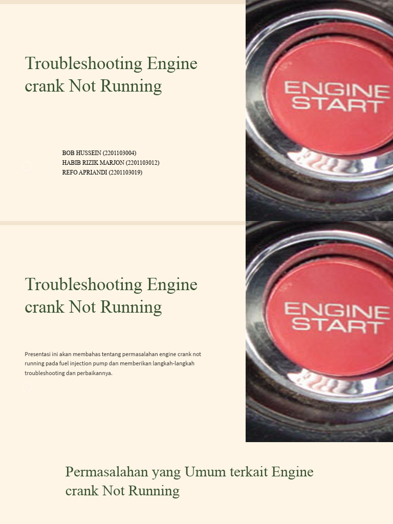 Troubleshooting Mesin Crank Tidak Hidup | PDF