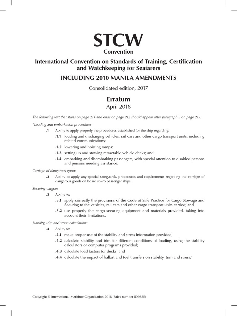 April 2018 Erratum STCW (ID938E) - 20-03-18 | PDF | Business | Computers