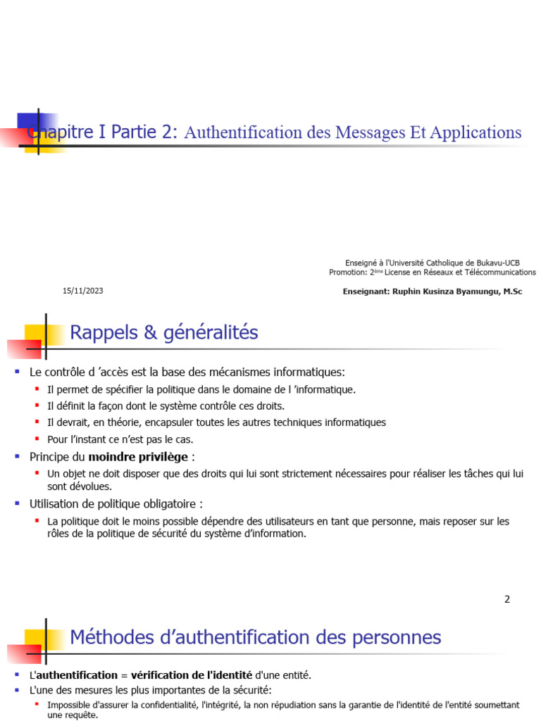 Chapitre 4 Authentification Des Messages | PDF | Certificat électronique | Public-key cryptography