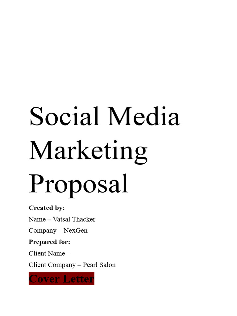 Social Media Marketing Proposal | PDF | Social Media | Popular Culture & Media Studies
