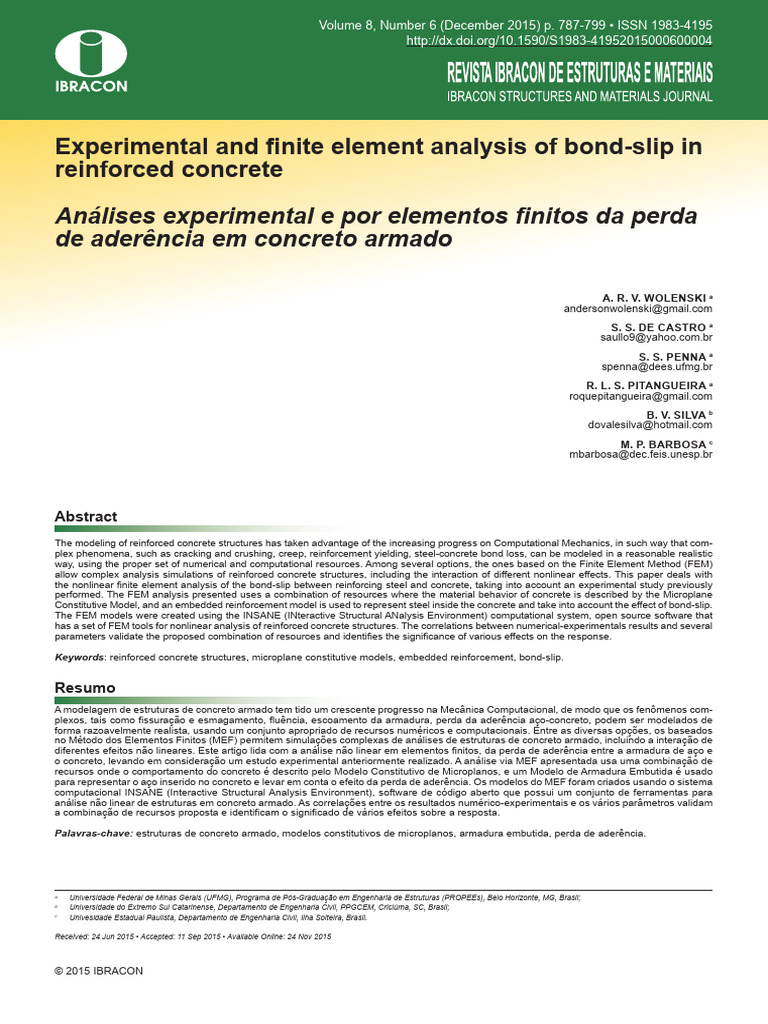 Experimental And Fem Modelling Bond Between Concrete And Steel Bar Download Free Pdf