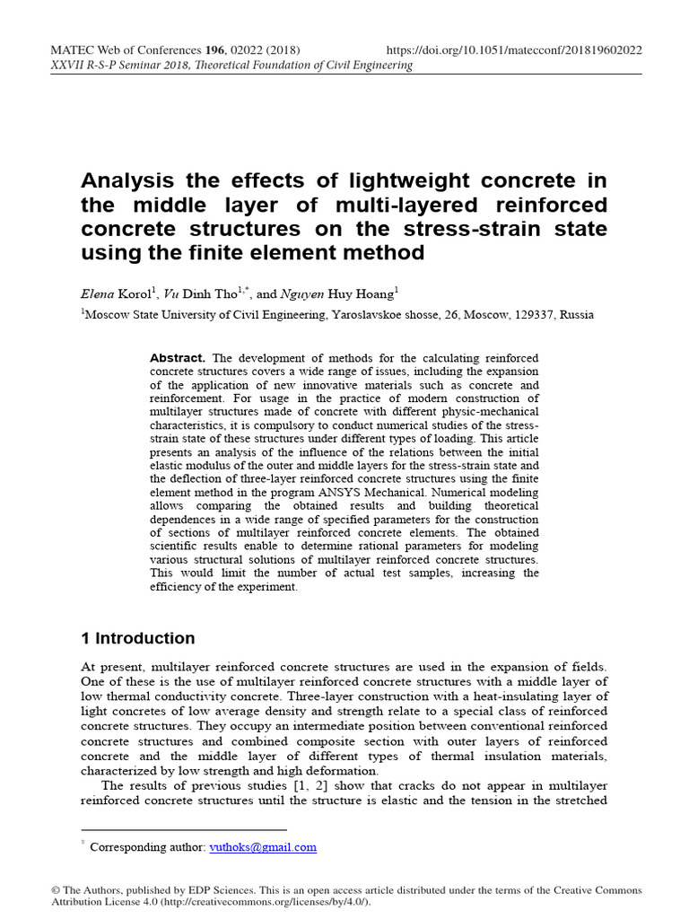 Analysis The Effects of Lightweight Concrete in TH | PDF | Deformation ...