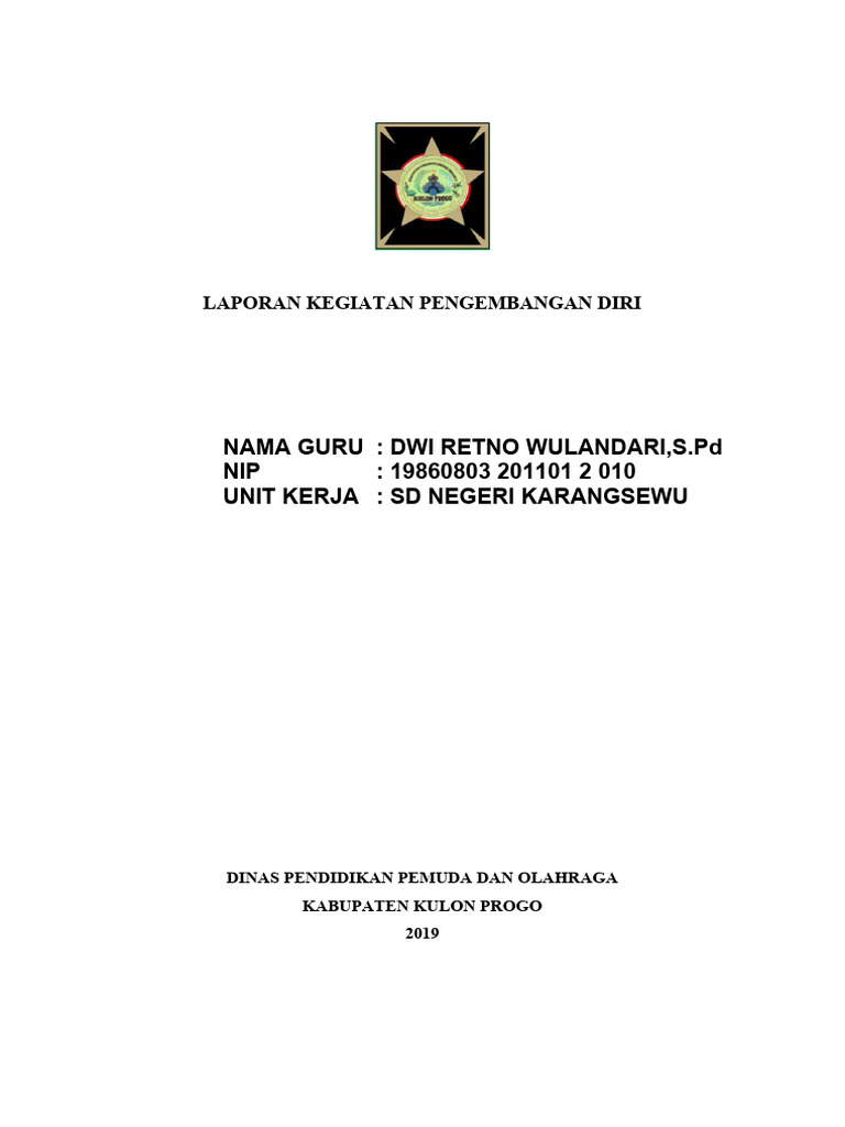 Laporan Pengembangan Diri Dwi Retno Wulandari SD N Karangsewu Galur | PDF | Karier & Perkembangan