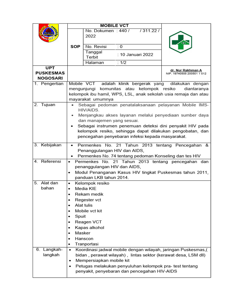 Sop Mobile VCT | PDF
