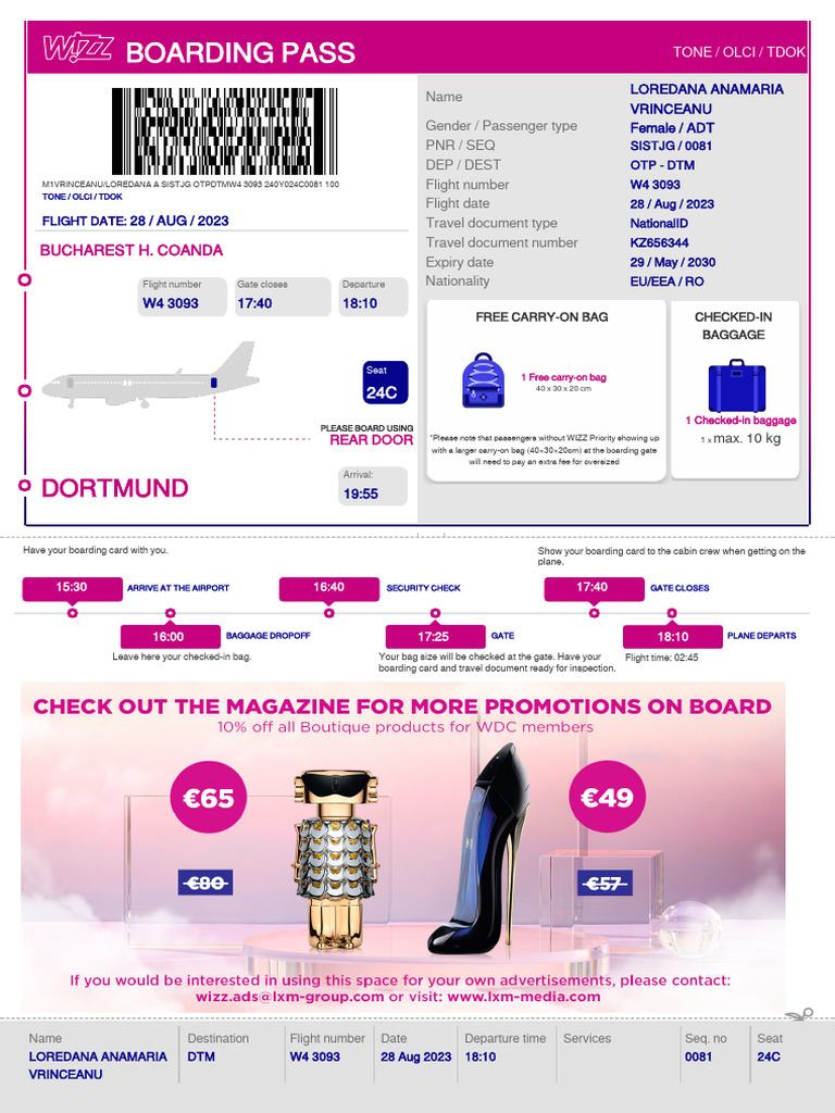 Boarding Pass | PDF | Baggage | Aviation