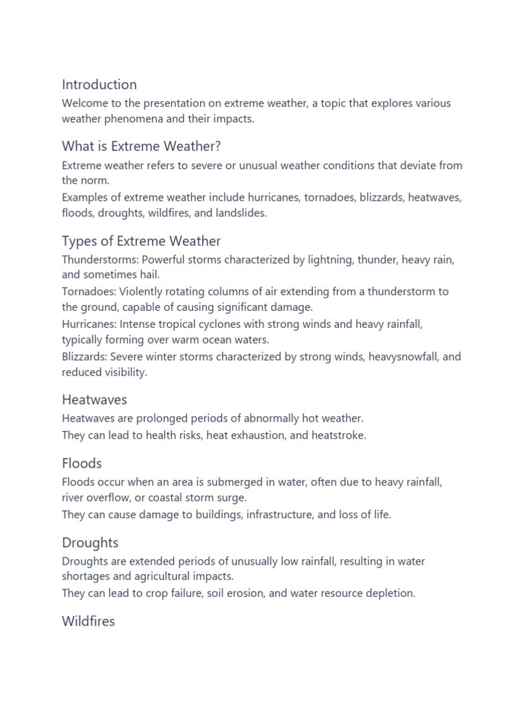 Overview of Extreme Weather Types | PDF | Extreme Weather | Weather
