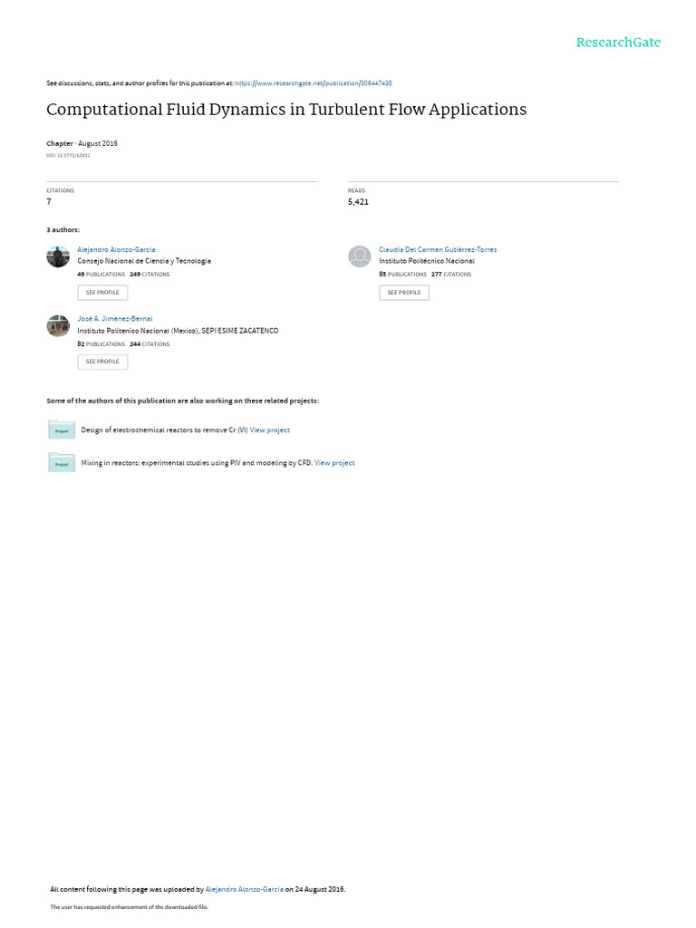 Computational Fluid Dynamics in Turbulent Flow Applications: August 2016 | PDF | Computational ...
