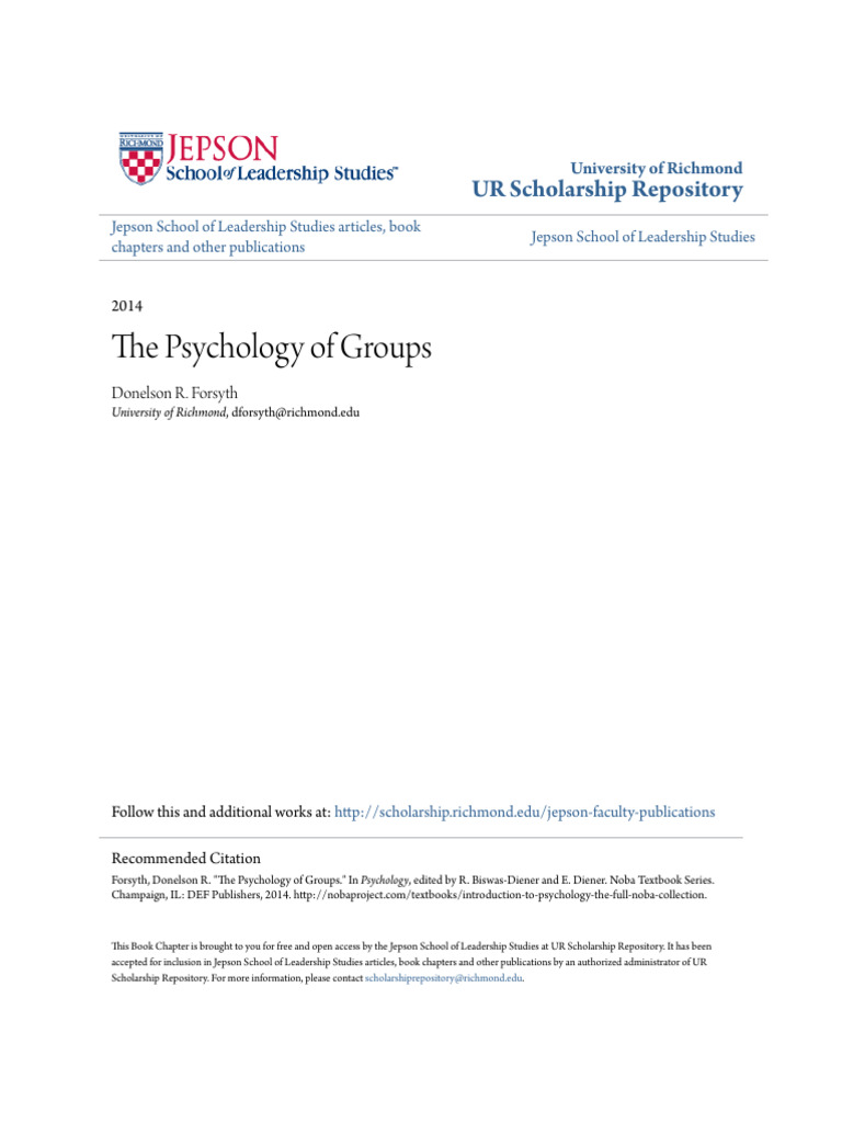 The Psychology of Groups | Download Free PDF | Self Esteem | Psychology