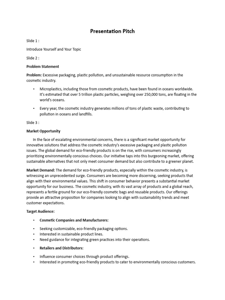 Presentation Pitch | PDF | Sustainability | Recycling