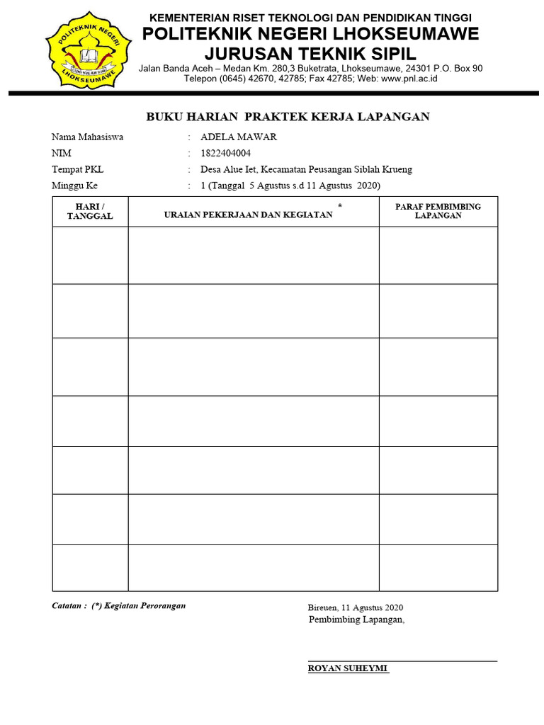 Absen Harian PKL | PDF