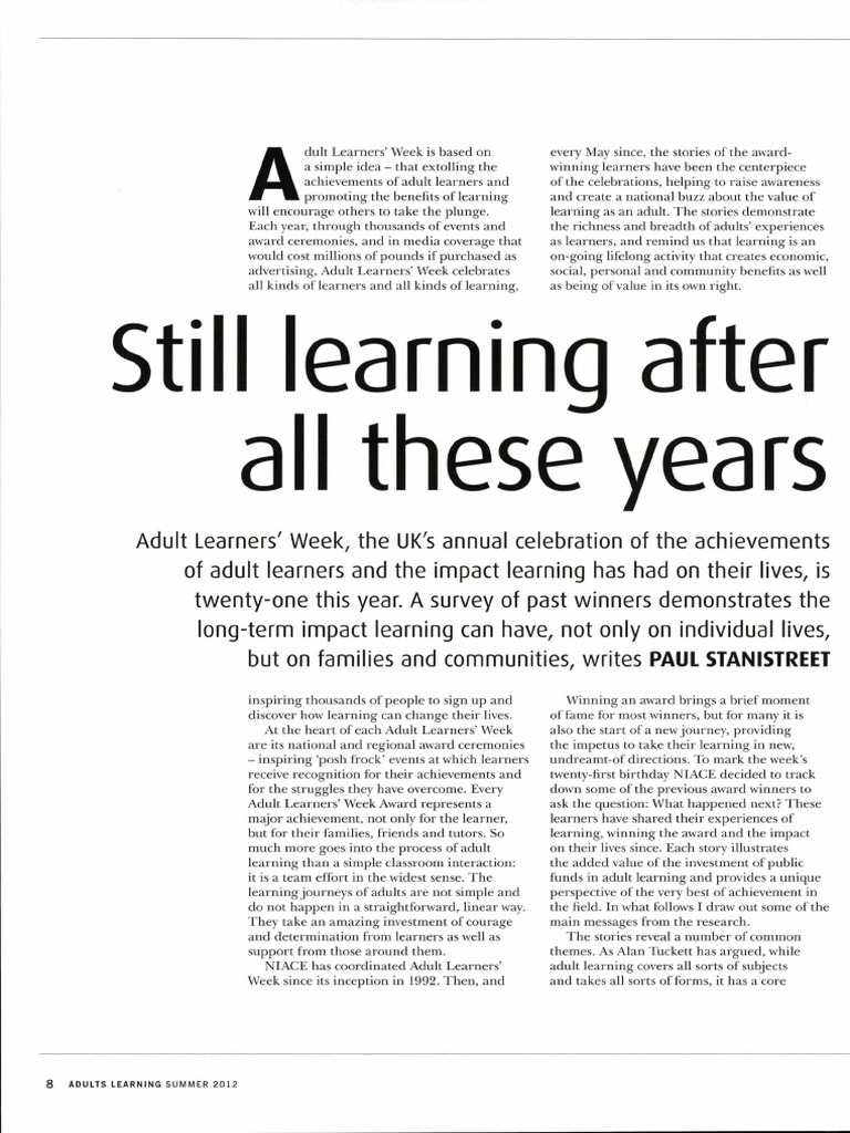 Still Learning After All These Years | PDF | Learning | Adult Education