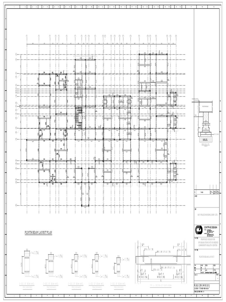 50 Bed Comm - Hospital Plinth Beam Plan & Reinforcement | PDF