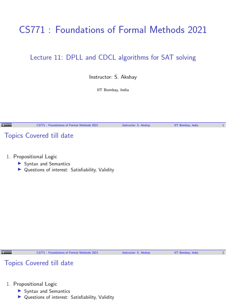 DPLL and CDCL Algorithms for SAT | PDF | Formal Methods | Mathematics
