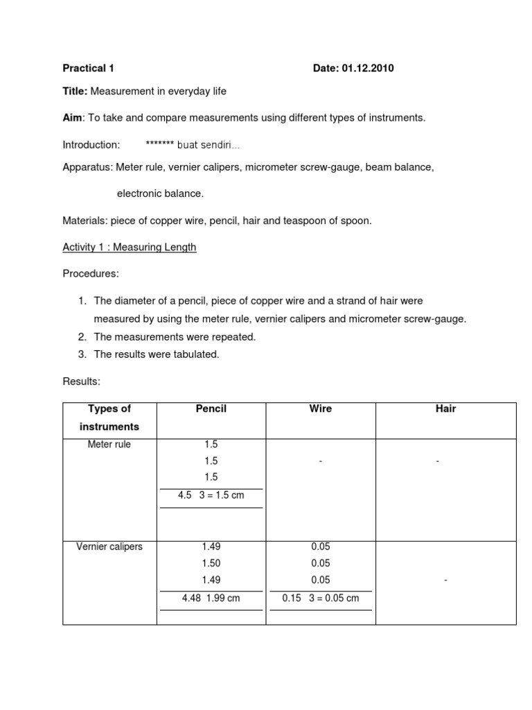 Practical 1 Physics | Download Free PDF | Weighing Scale | Measuring ...