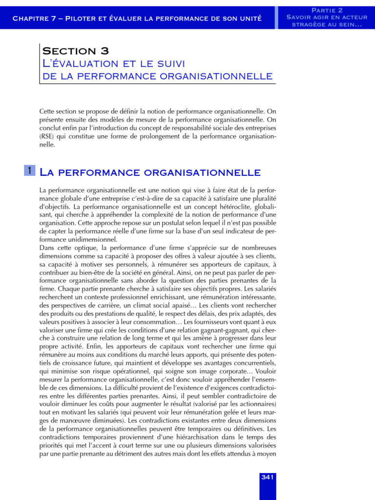 La Performance Organisationnelle | PDF | Business | Responsabilité ...