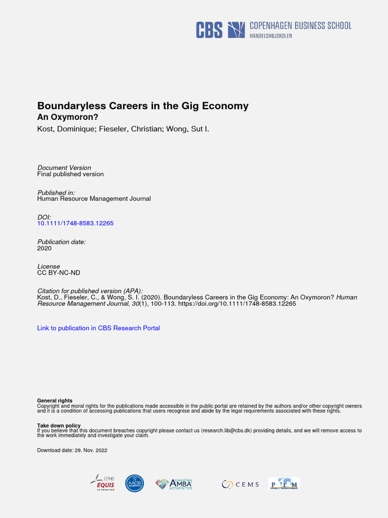 Boundaryless - Careers - in - The - Gig - Economy - An Oxymoron | PDF ...
