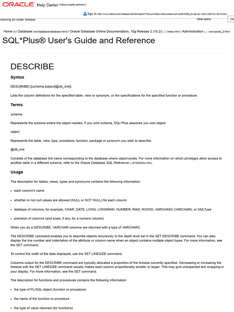 Sql Plus Command Reference Pdf Parameter Computer Programming Software Engineering 8880