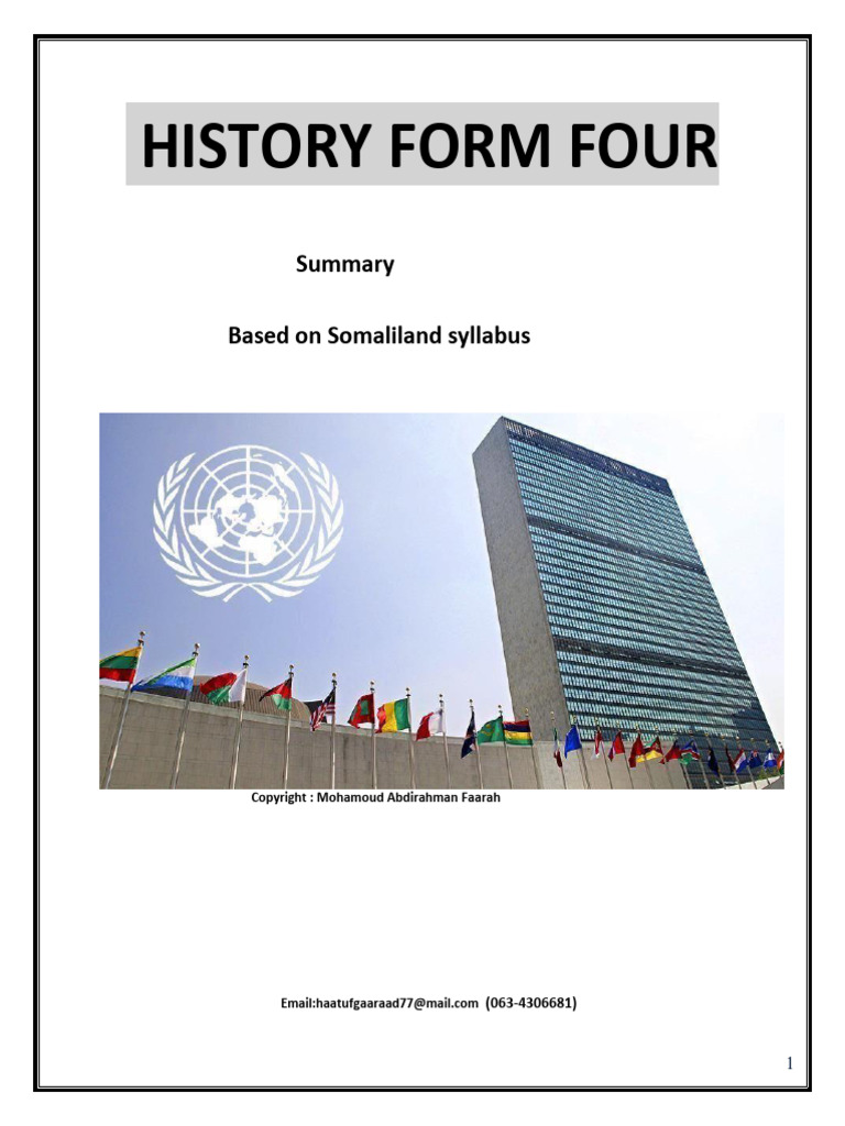 History Form Four (Summary) | PDF | Somalia | Mandatory Palestine