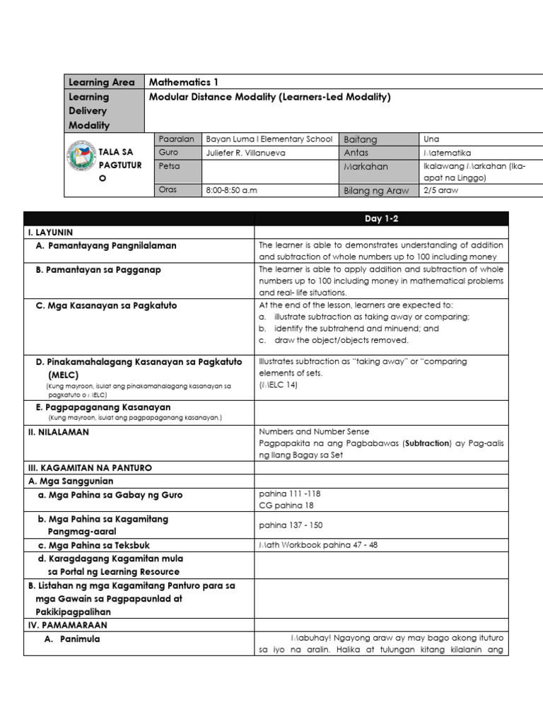 Math Grad-1 Q2 Week 4 | PDF