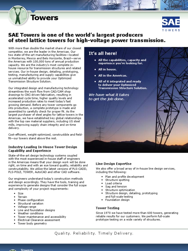 Tower Brochure E | Download Free PDF | Structural Steel | Production ...