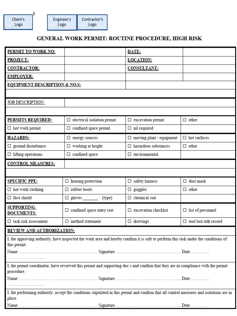 General Work Permit | PDF | Personal Protective Equipment | Working ...